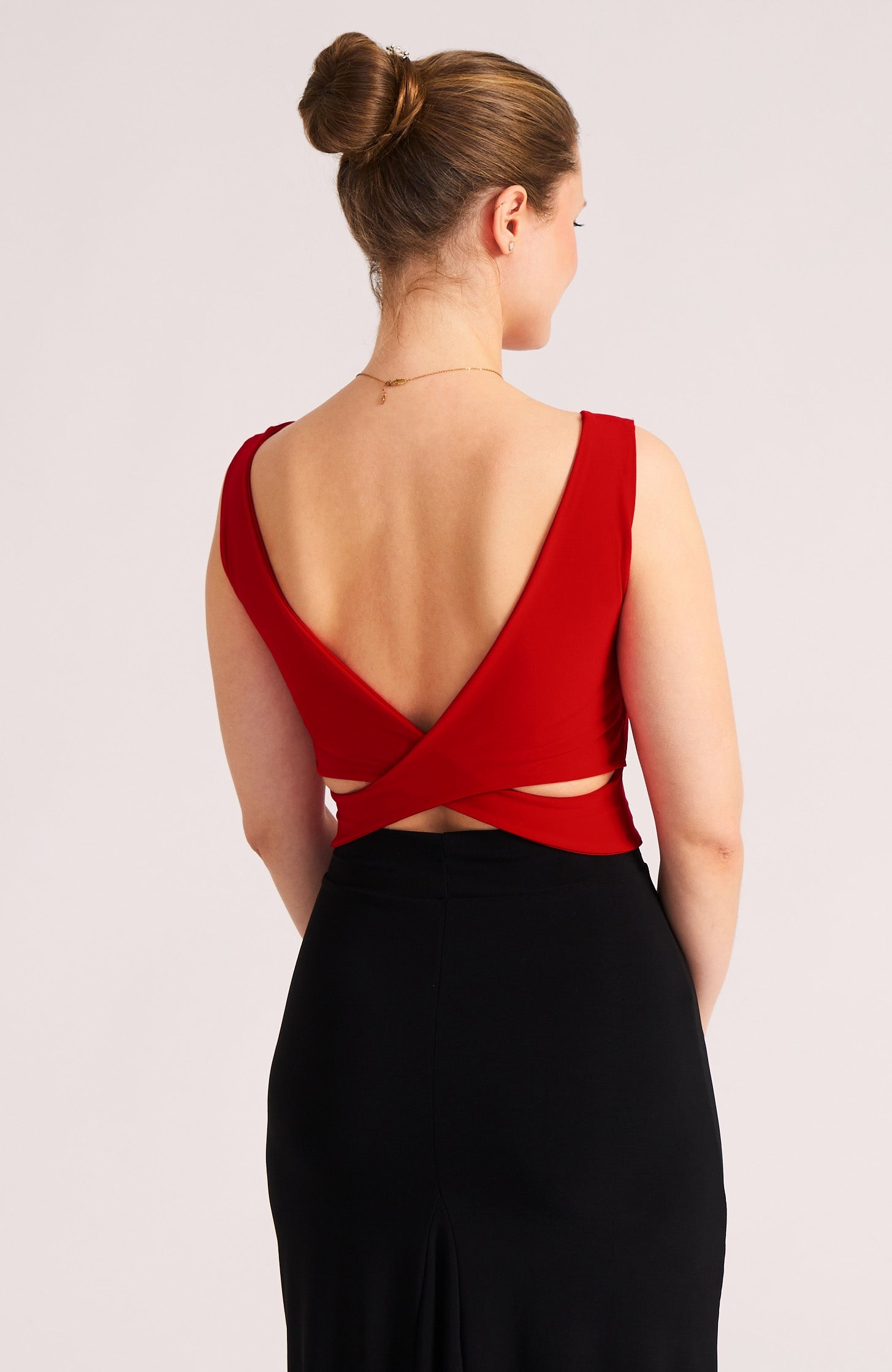 Red Cross Back Top for Argentine Tango Dancing - MARINA